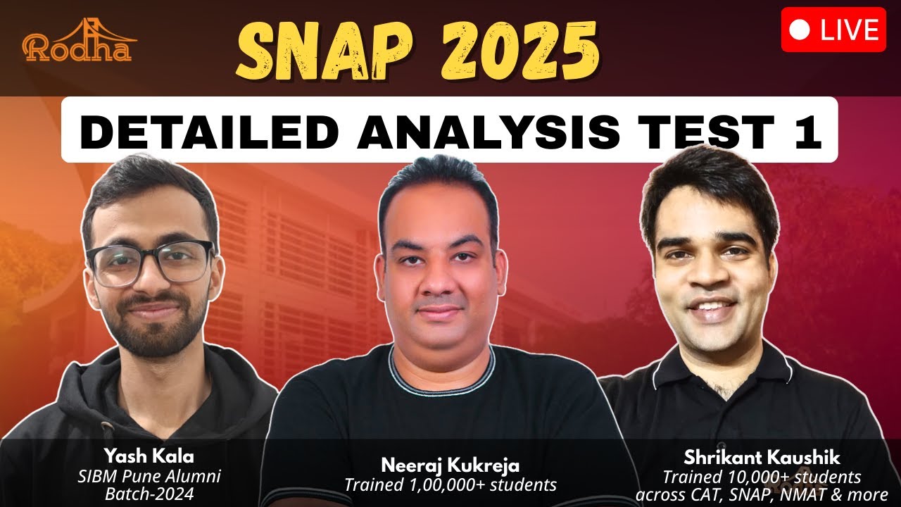 SNAP 2025 Test-1 Breakdown LIVE | Sectional Difficulty, Ideal Attempts ...
