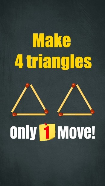 🔺 Can You Turn 2 Triangles into 4 with Just ONE Move? | Matchstick ...