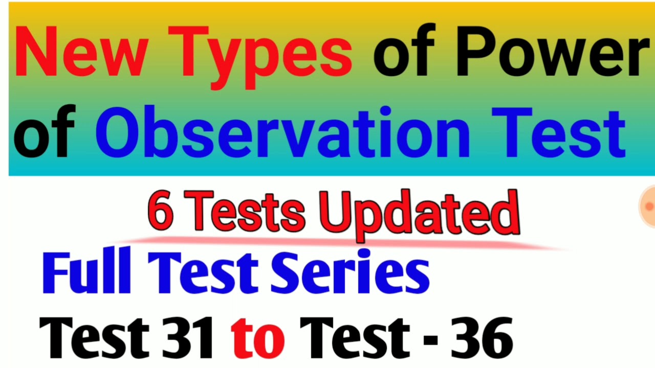 New Types of Observation Tests Added in Full Length Test Series | RRB ...
