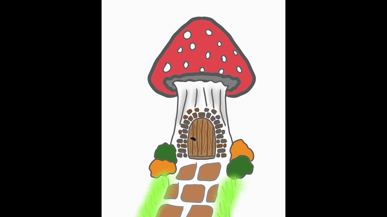 Mushroom Fairy House Drawing with pencil and markers - YouTube