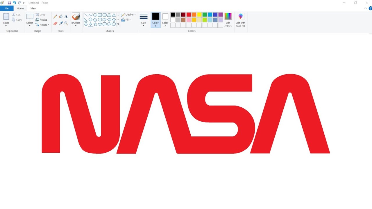 How to draw The Nasa Logo in Ms Paint | Nasa Logo Drawing step by step ...