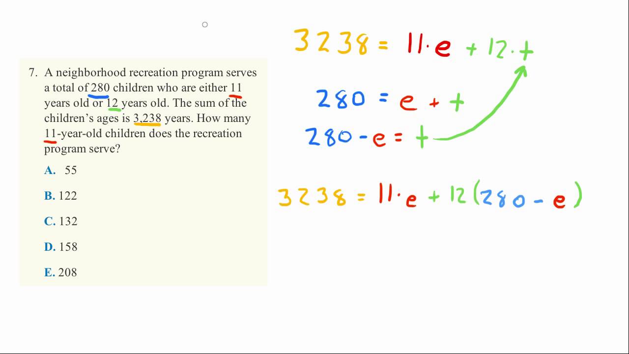 ACT Practice Exam - Math Set 4 Question 7 - YouTube