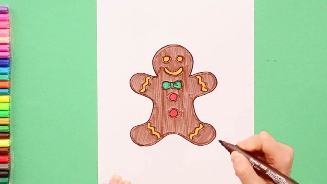 How to draw a Gingerbread Man - YouTube