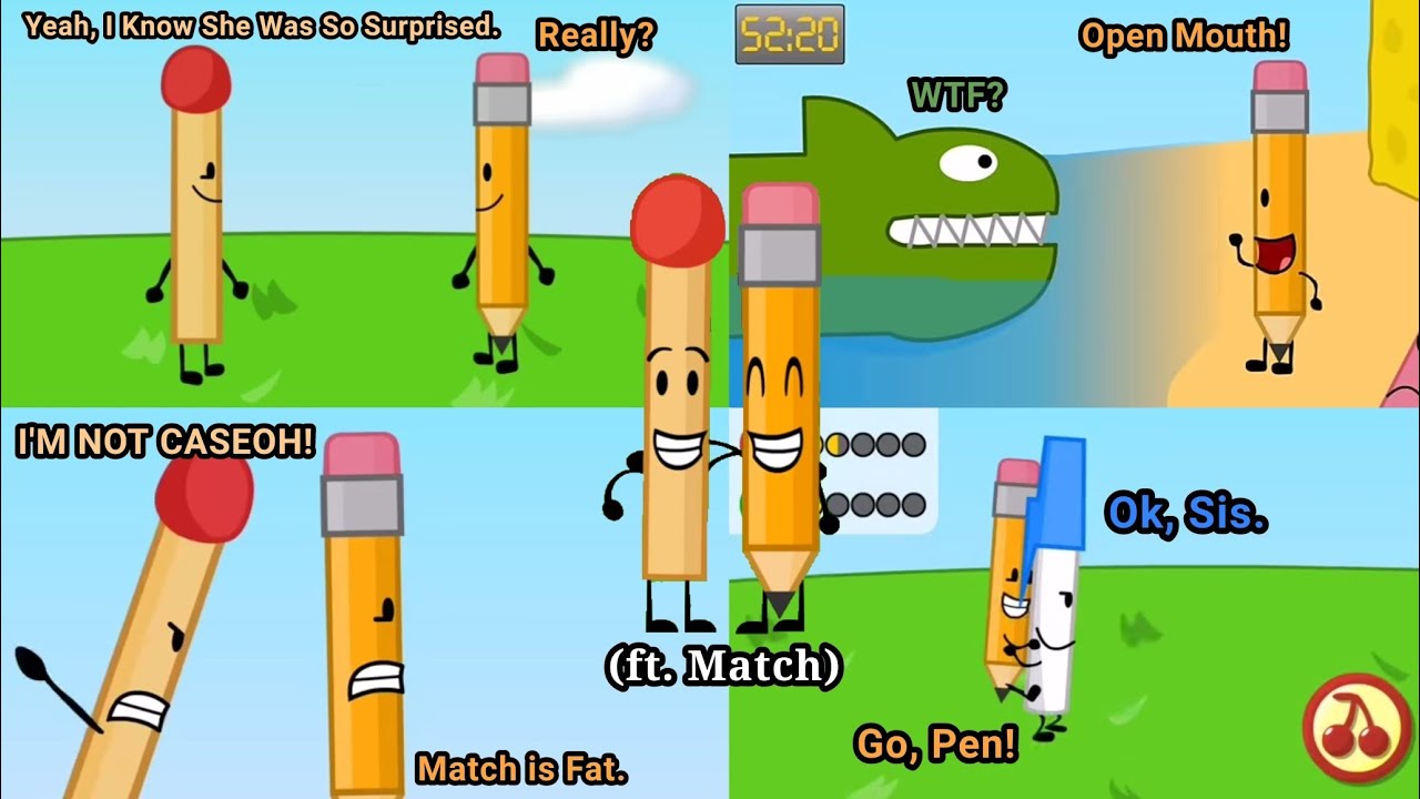 Pencil Being The Best Character In Early BFDI For 5 Minutes (ft. Match ...