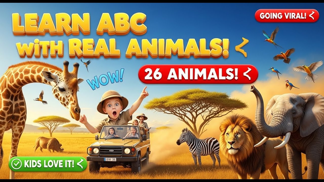 Learn ABC with REAL Safari Animals! 🦁 | 26 Animals A-Z | Educational ...