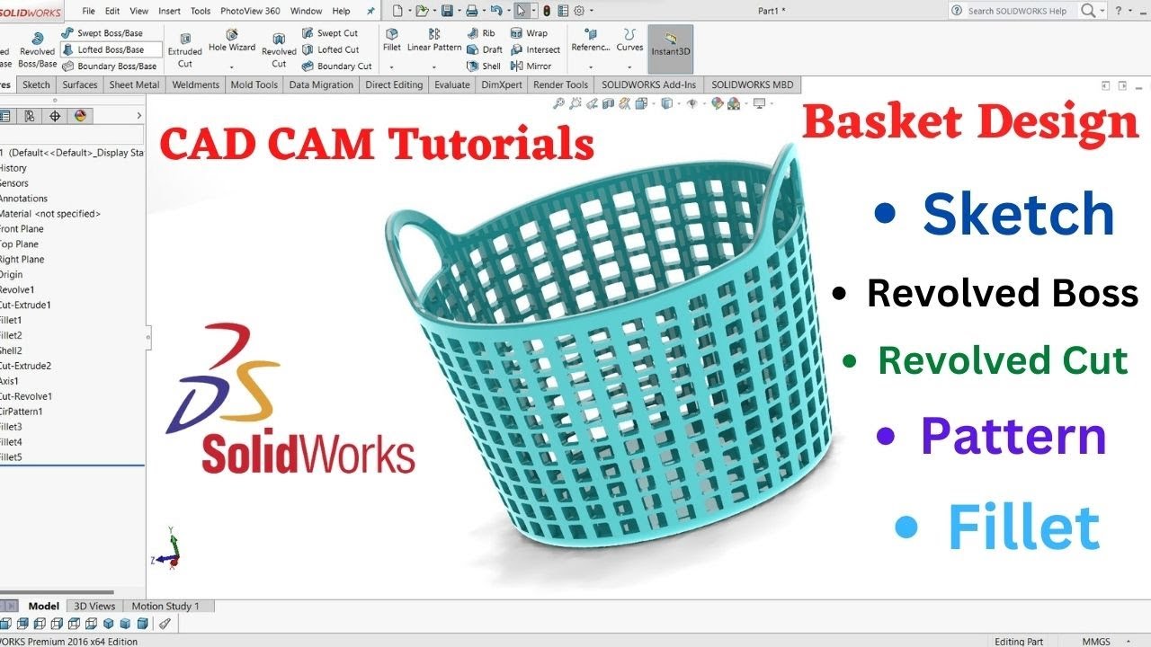 SolidWorks: Basket Design | Basket Design in SolidWorks | - YouTube