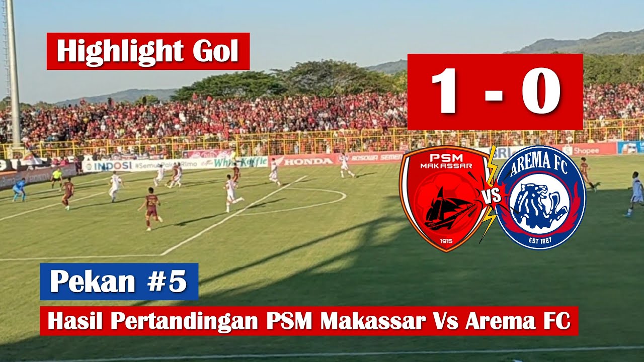 Hasil Pertandingan PSM Makassar Vs Arema FC 1-0 II BRI Liga Satu II ...