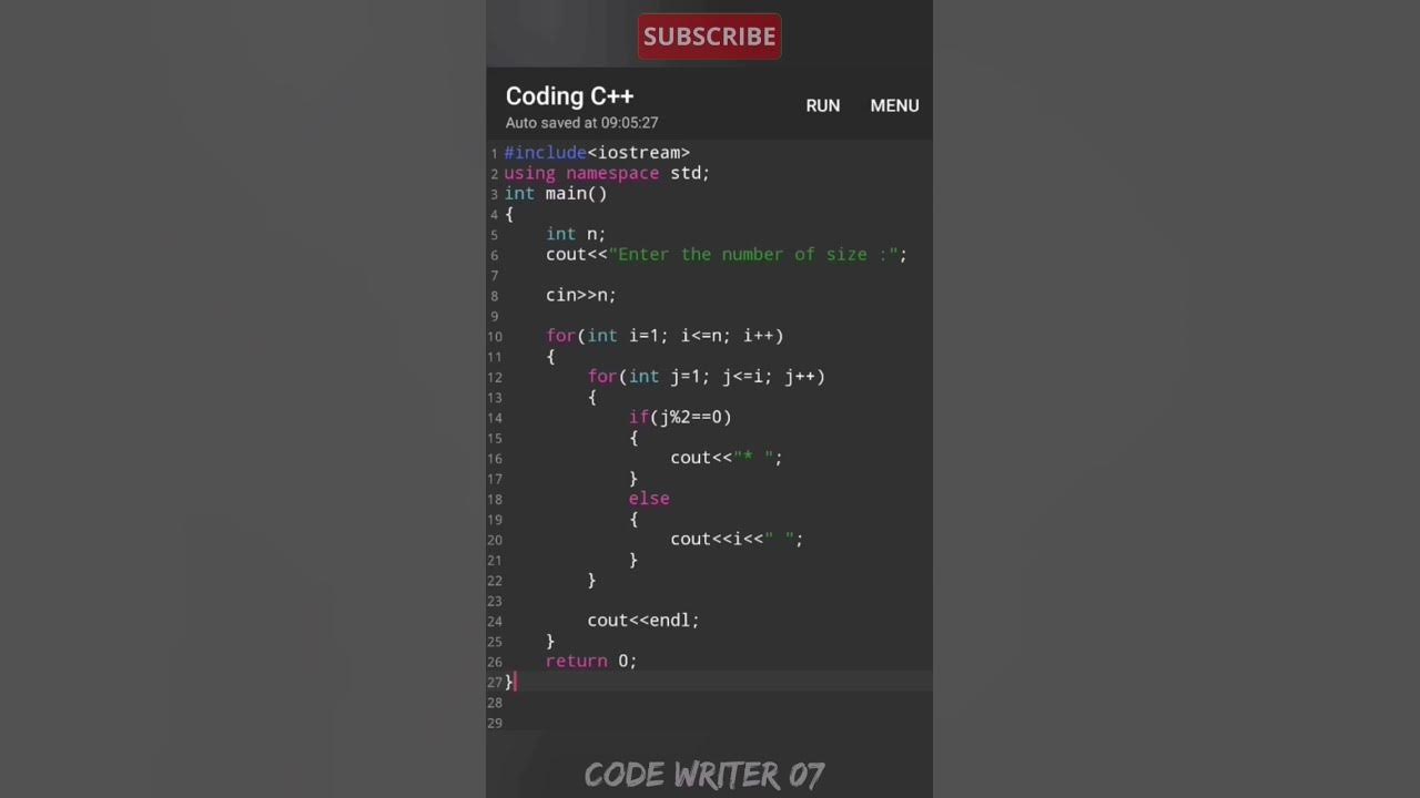 Best C Pattern Program Tutorial Video 💯🧠 Coding Youtubeshorts Codewriter07 Youtube
