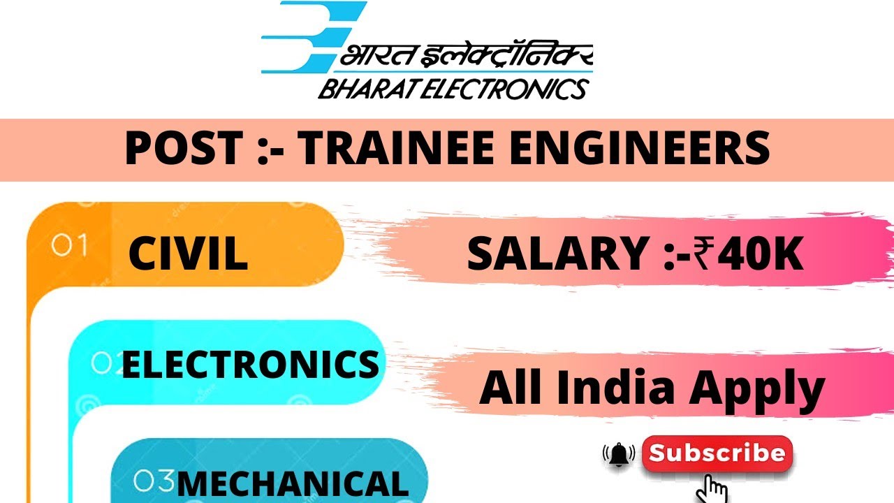 BEL Notification for Trainee Engineers Civil Electronics Mechanical ...