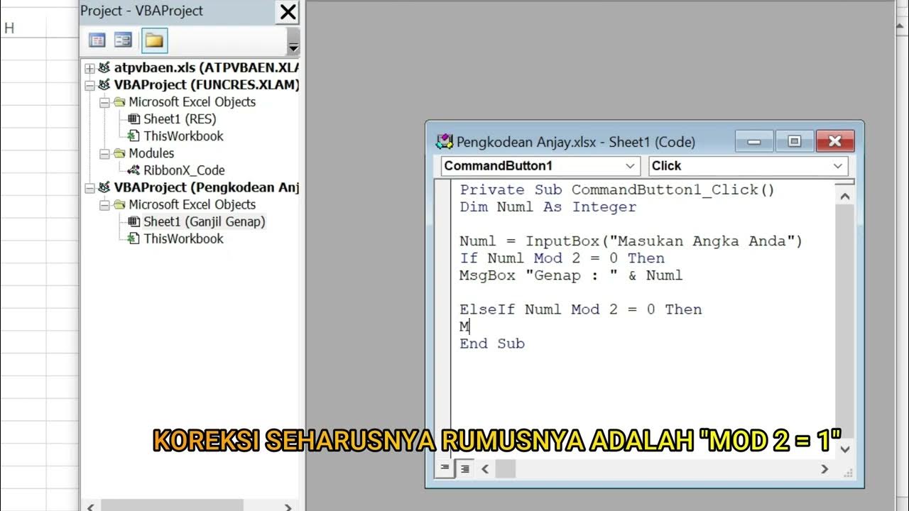 MENENTUKAN BILANGAN GANJIL/GENAP MENGGUNAKAN VBA EXCEL !!!!! (TAMATIN PENGKODEAN & PEMROGRAMAN ...