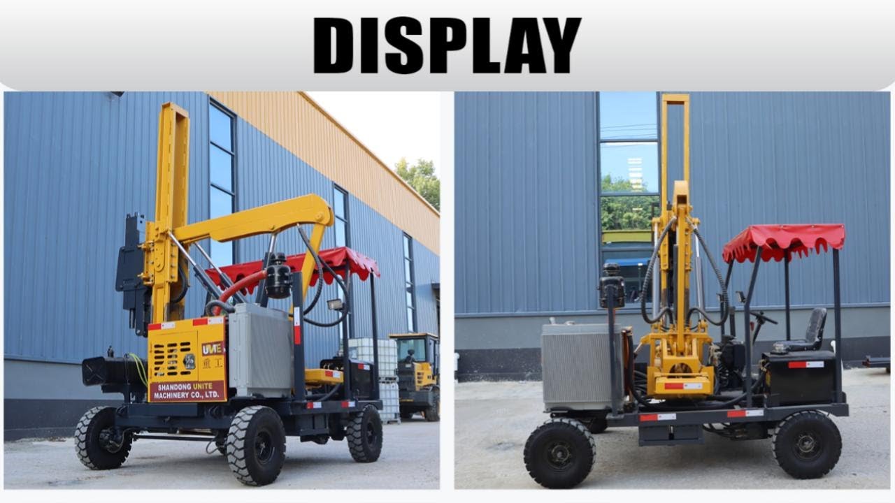 Wheeled Diesel Turbocharger Portable solar pile driver machine for pile ...