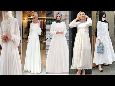 long & short Muslim trendy Cute Hijab white Outfits Idea's For Girls/summer 2023 collection