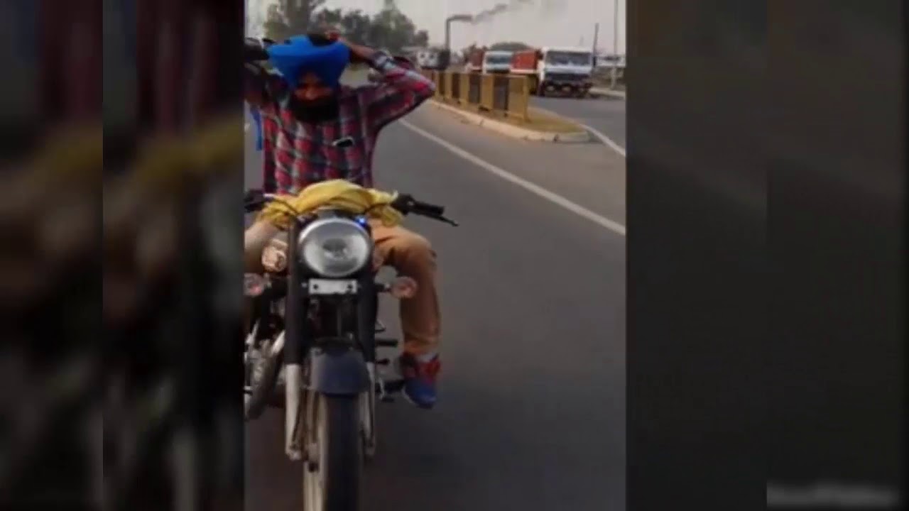 CRAZY Punjabi Guy Tying TURBAN While Riding ROYAL ENFIELD Motorcycle ...