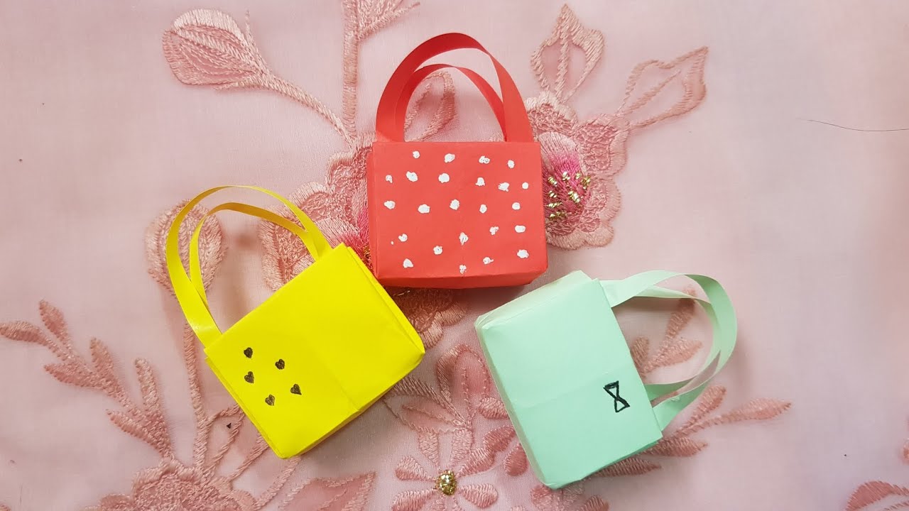 Origami mini bag/ how to make a paper mini bag/ របៀបបត់កូនកាបូបពីក្រដាស ...