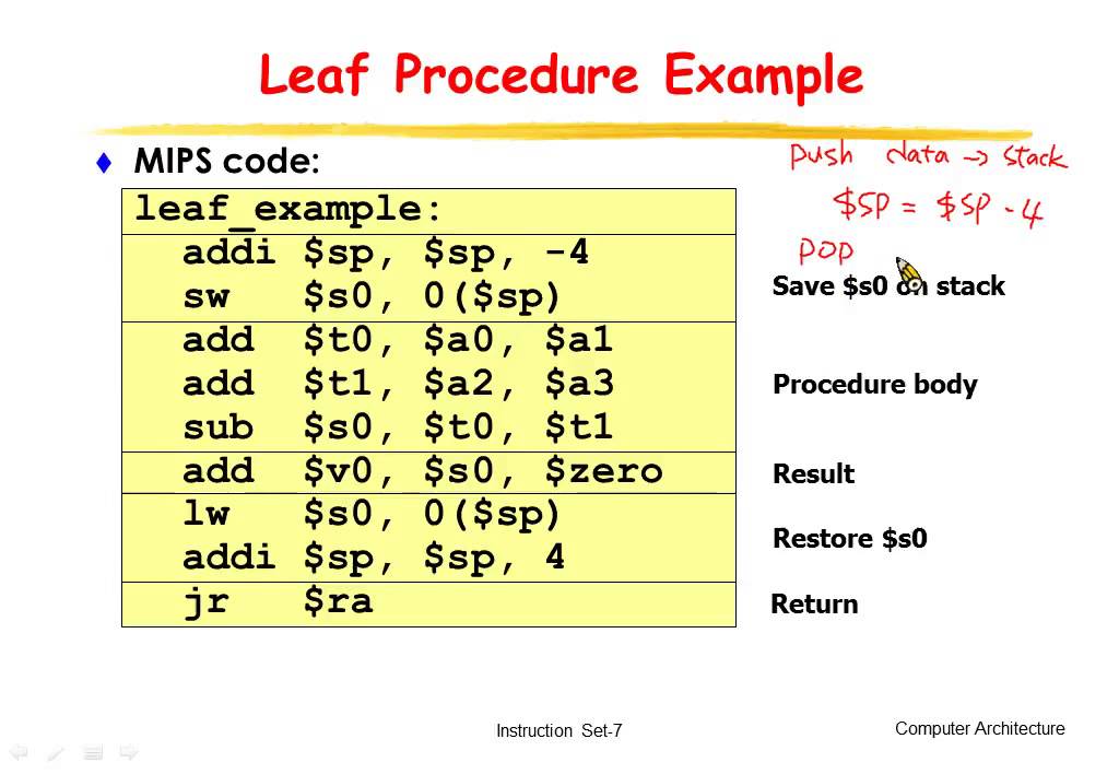 L02 10 Supporting Procedure Calls Leaf Example with YouTube L02 10 Supporting Procedure Calls Leaf Example with YouTube