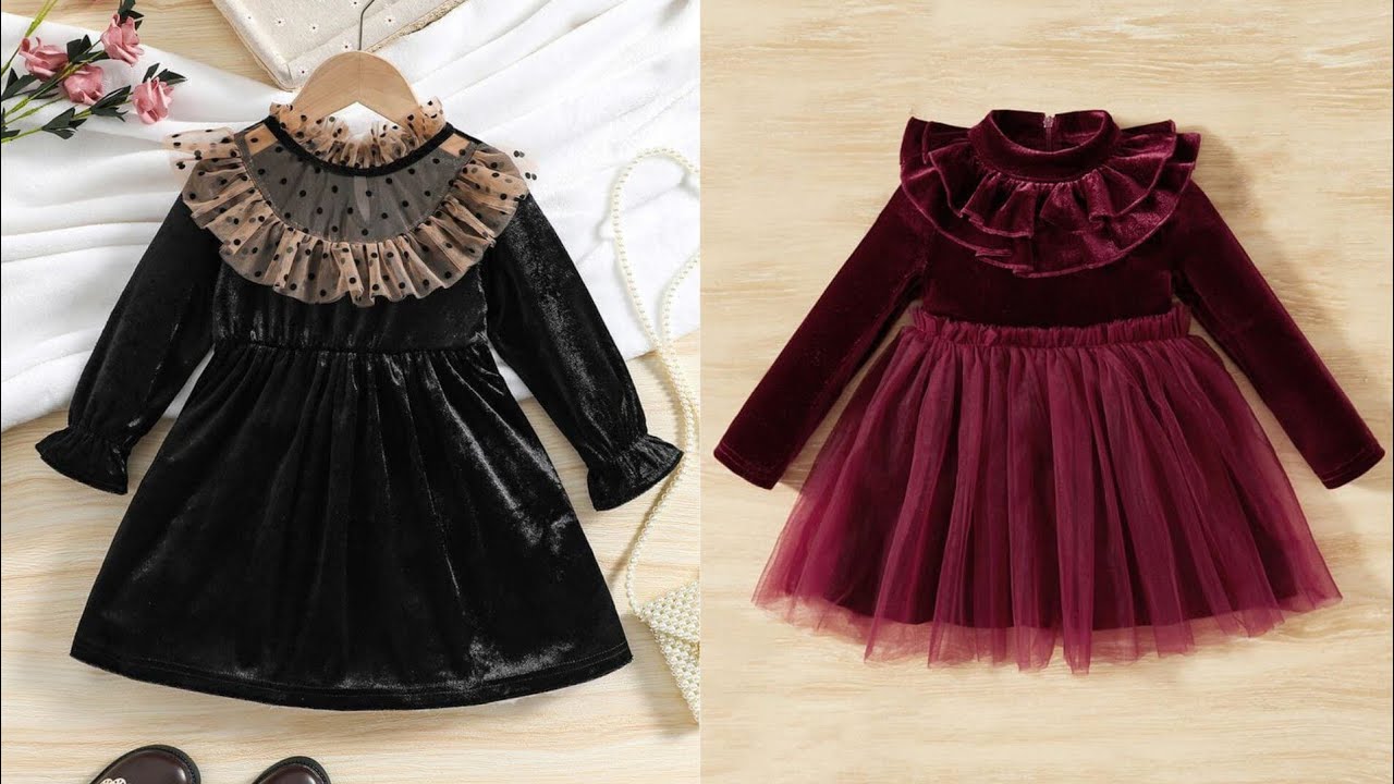 special winter baby girls velvet frock design| winter frock designs ...