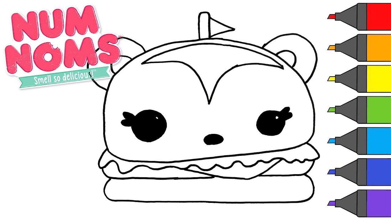 Hammy Burger | How to Draw | Num Noms Coloring Book | ARTSY KIDS - YouTube
