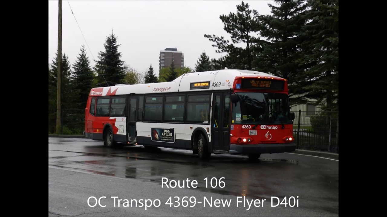 OC Transpo New Flyer D40i 4369 on route 106 - YouTube