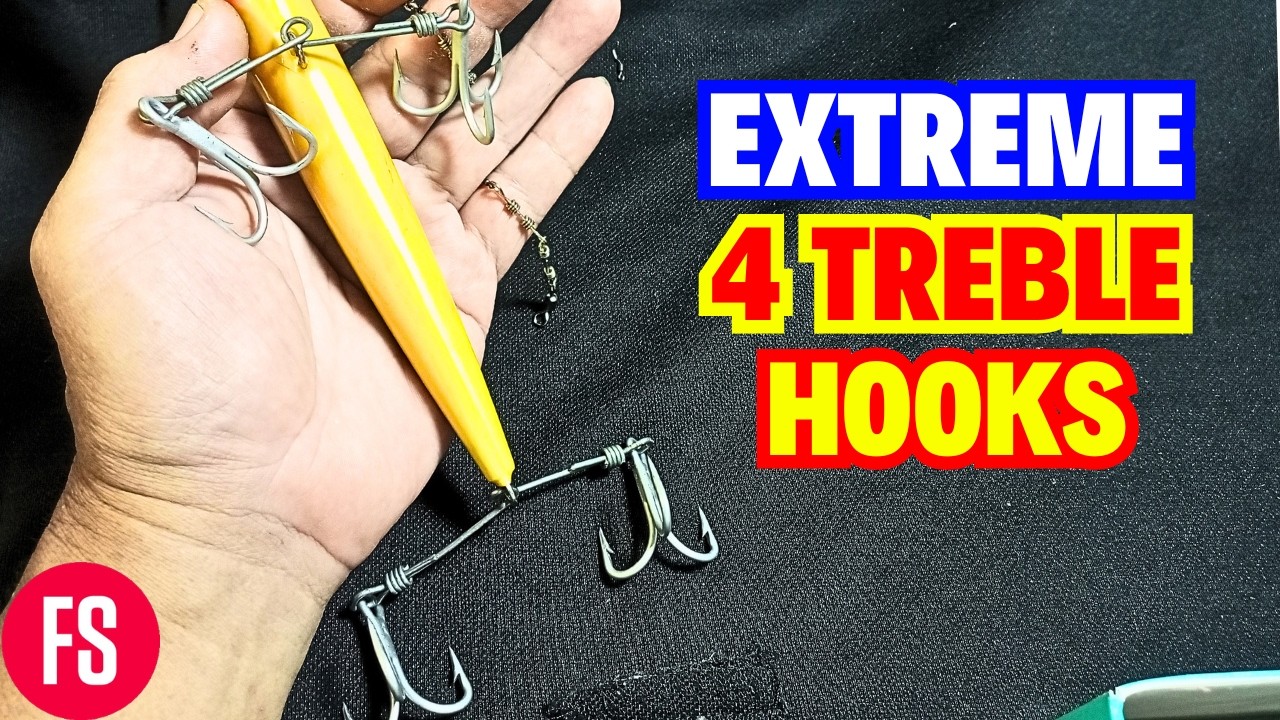 "UNESCAPEABLE! How to Make a 4-Treble Hook Monster Lure 🎣💀" - YouTube