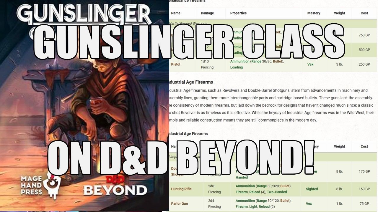 Gunslinger CLASS on D&D Beyond (Mage Hand Press) | Nerd Immersion - YouTube