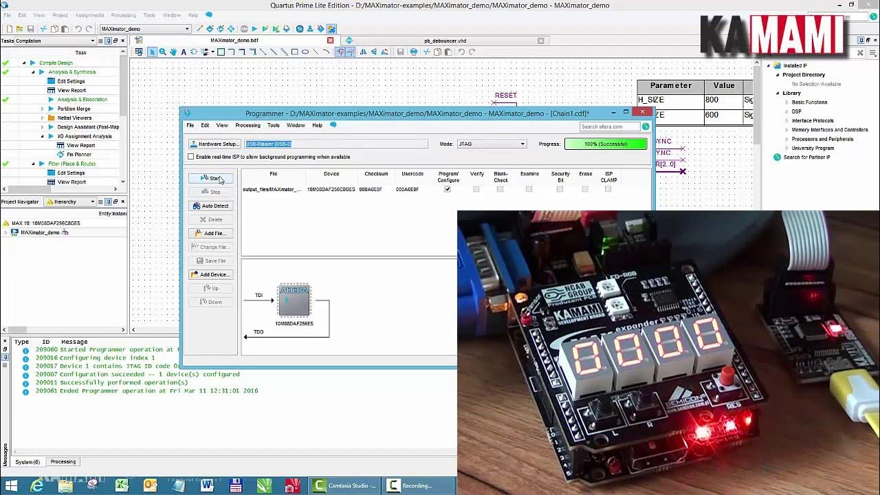 MAXimator (Altera MAX10 FPGA) example project: default demo app - YouTube