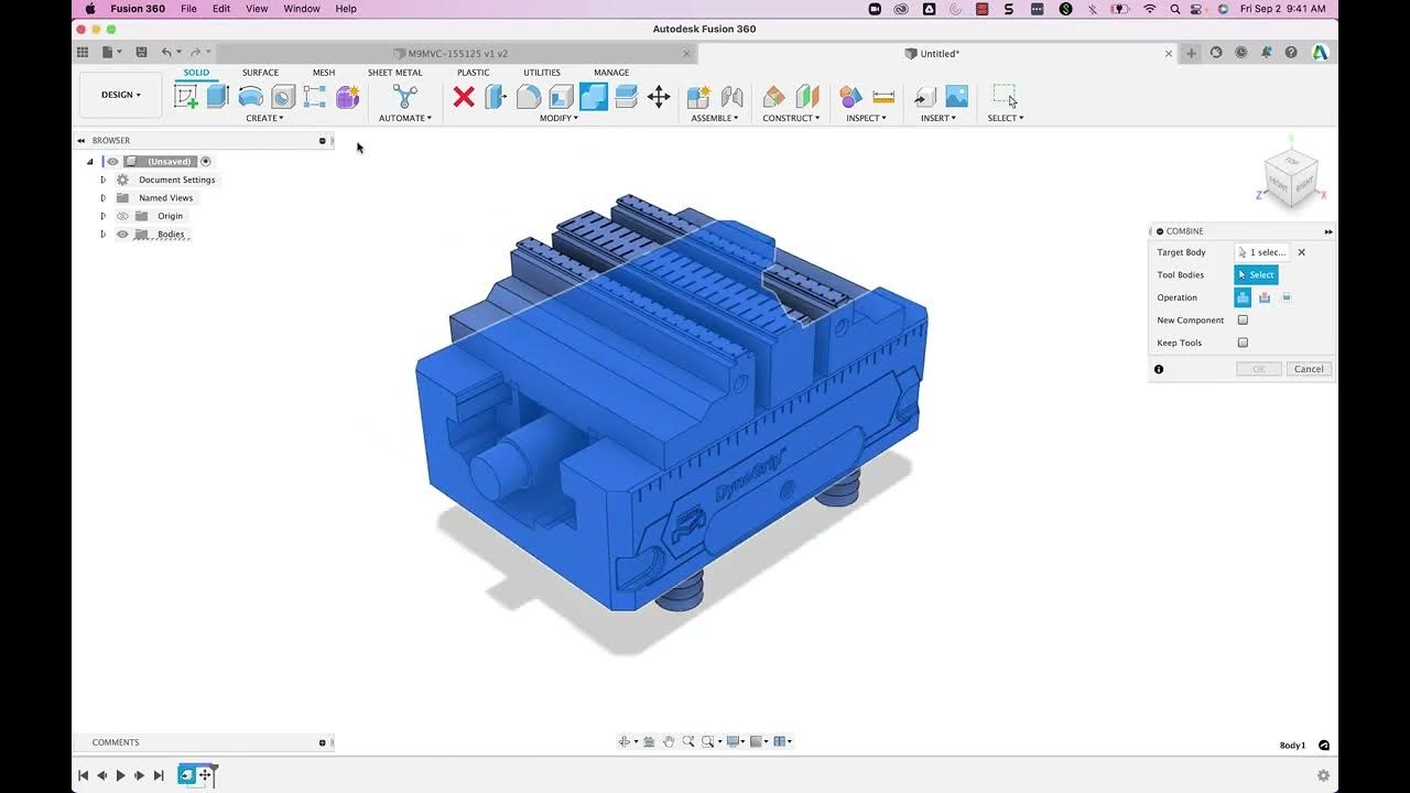 How to import a STEP file into Fusion 360 and convert it to a single body - YouTube