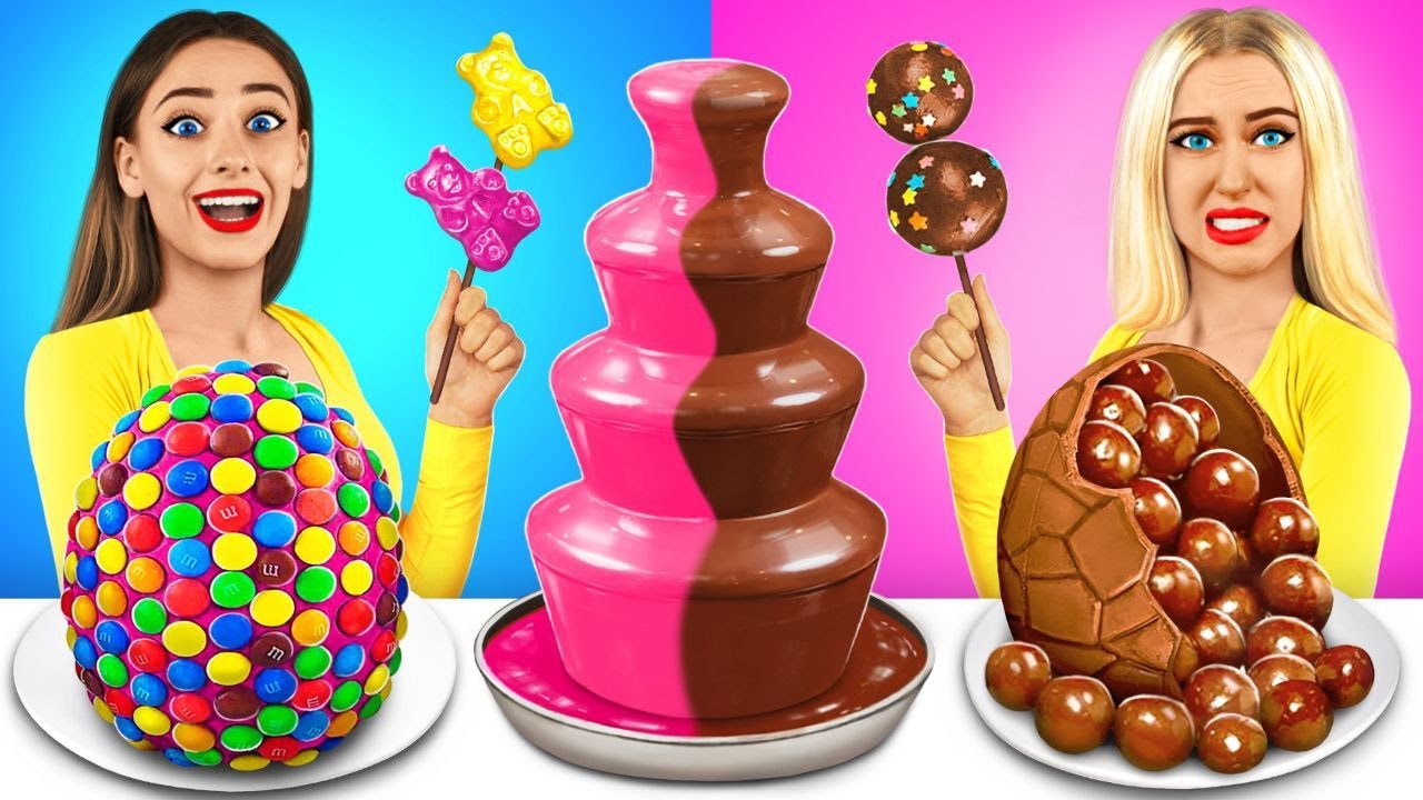 Chocolate Fountain Fondue Challenge | Food Battle With Only Chocolate ...