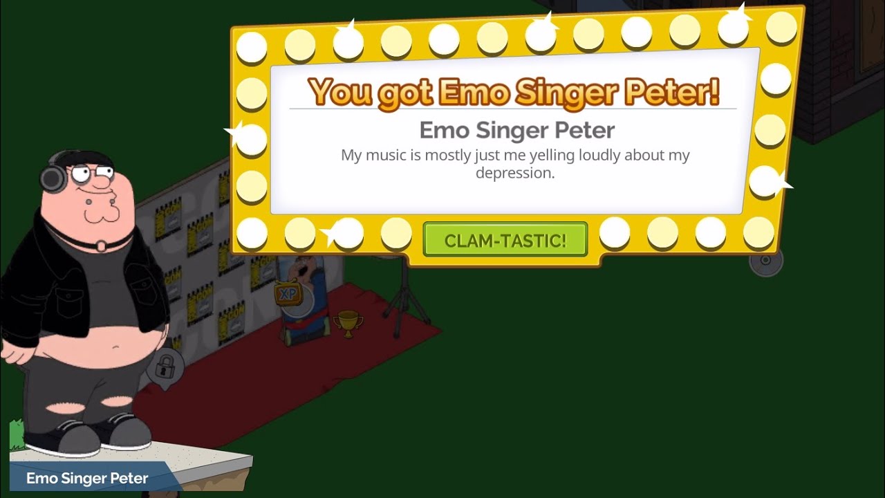 Emo Singer Peter Unlocked - 2000s Event 2023 - Family Guy The Quest For ...