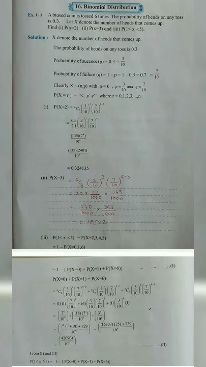 chapter no.16 Binomial distribution practical mathematics 12th HSC board #viral #practical # ...