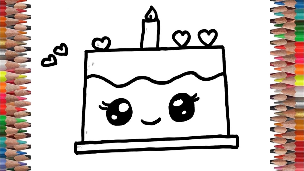 How to draw a cute red velvet cake simple and easy for kids || easy ...