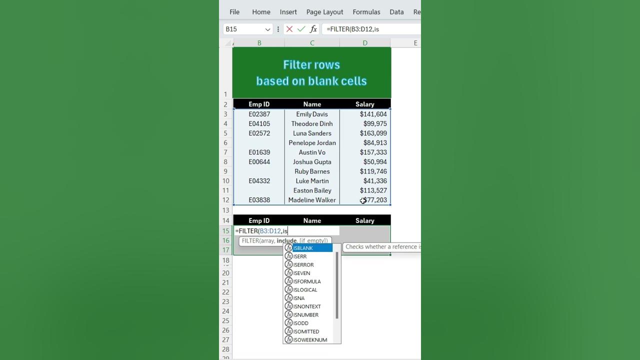 Filter Rows with Empty Cells in Excel Instantly! #exceltips #exceltricks #excelhacks #excel ...