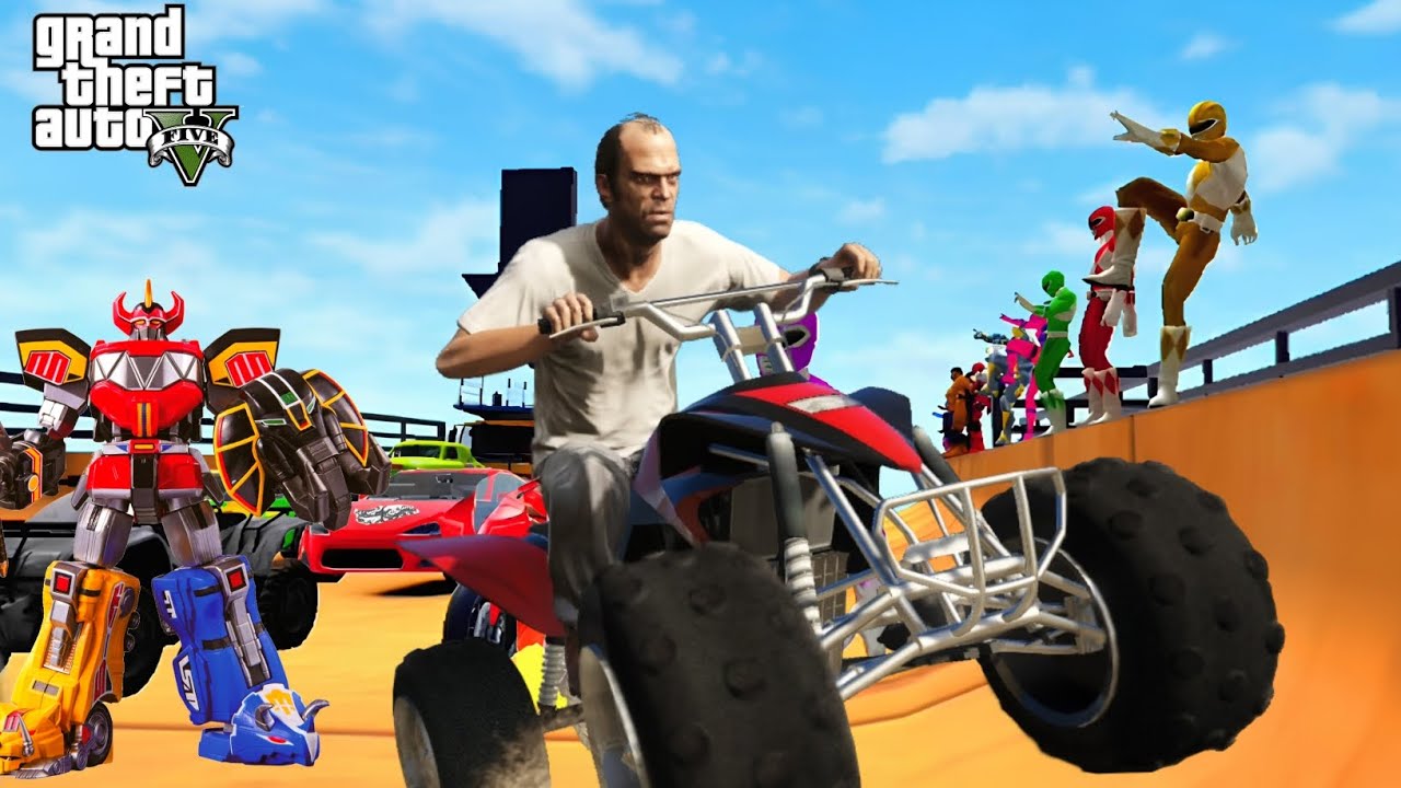 #1 GTA V POWER⚡ RANGERS VS MICHAEL ULTIMATE MEGA RAMP | KARTOS GAMEZ ...