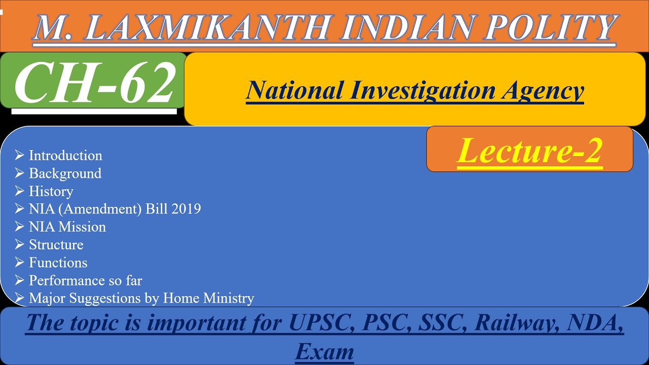 Ch 62 National Investigation agency L-2 #indianpolity #upsc #psc #ssc # ...