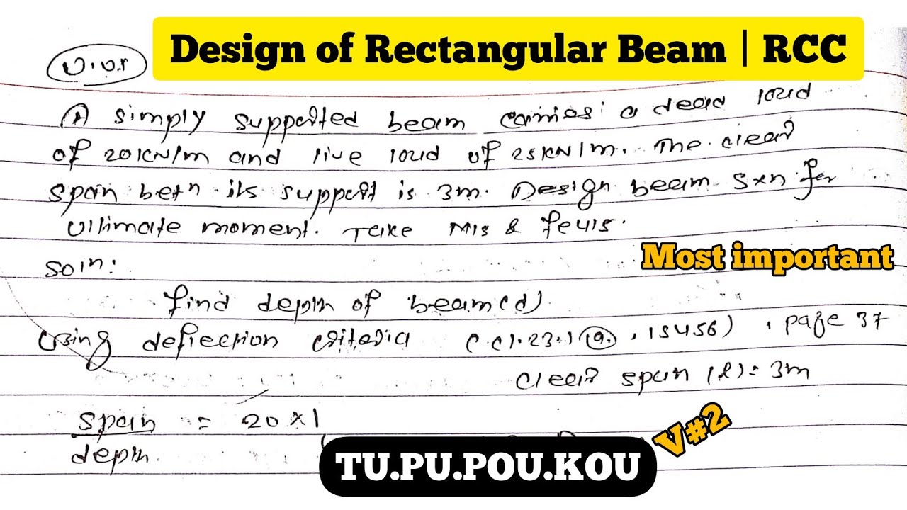 Design of Rectangular Beam | RCC | Most important | TU.PU.KU.POU - YouTube