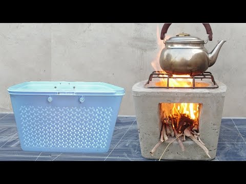 Making cement stove at home | How to cast a cement stove with a plastic ...