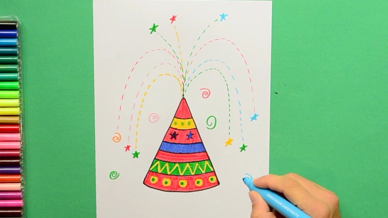 How to draw Diwali Crackers - Anar or Flower pot - YouTube