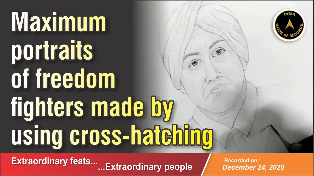 Maximum portraits of freedom fighters made by using cross hatching ...