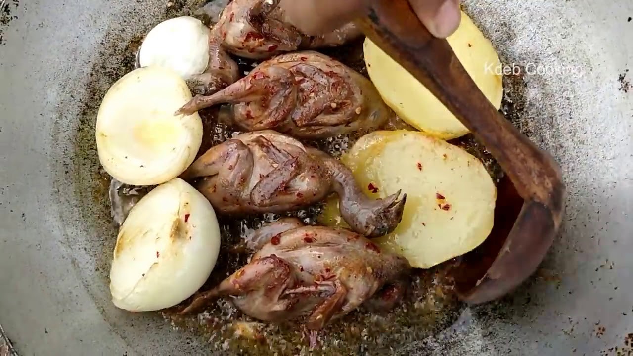 Kdeb Cooking: Delicious Frying Quail / Eating Quail - YouTube