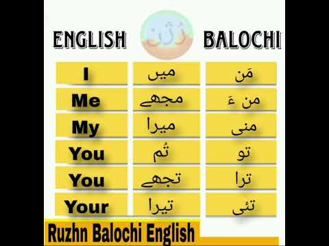 English to Balochi words and their meanings. - YouTube