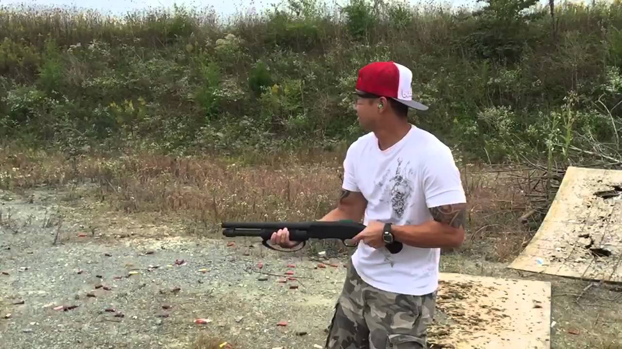 Shooting the mossberg AOW 14in barrel in slow-mo - YouTube