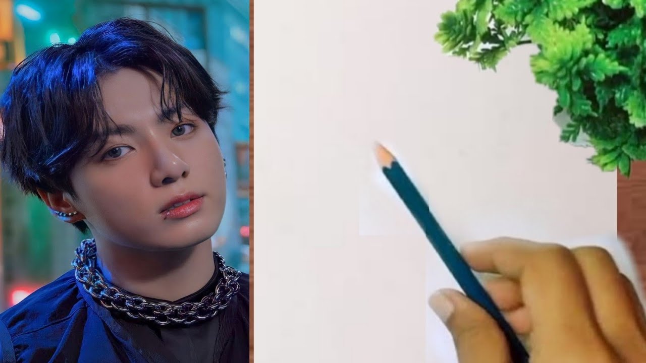 BTS drawing JUNGKOOK outline drawing tutorial 💜 | Jungkook drawing #art #artbyakanksha # ...