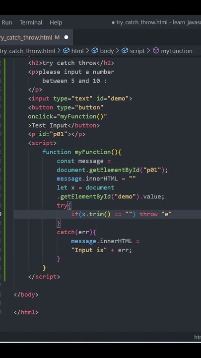 Try Catch And Throw In Javascript Error Handling Html Css Javascript