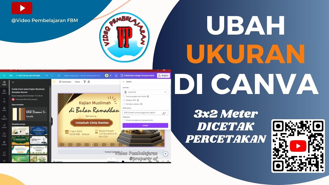 Tutorial cara ubah ukuran banner 3x2 meter di canva untuk dicetak ...