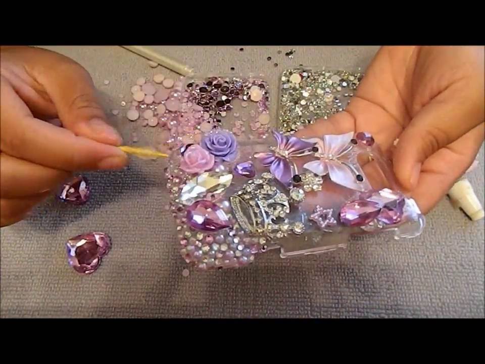 How to bling your cell phone case cover tutorial! - YouTube