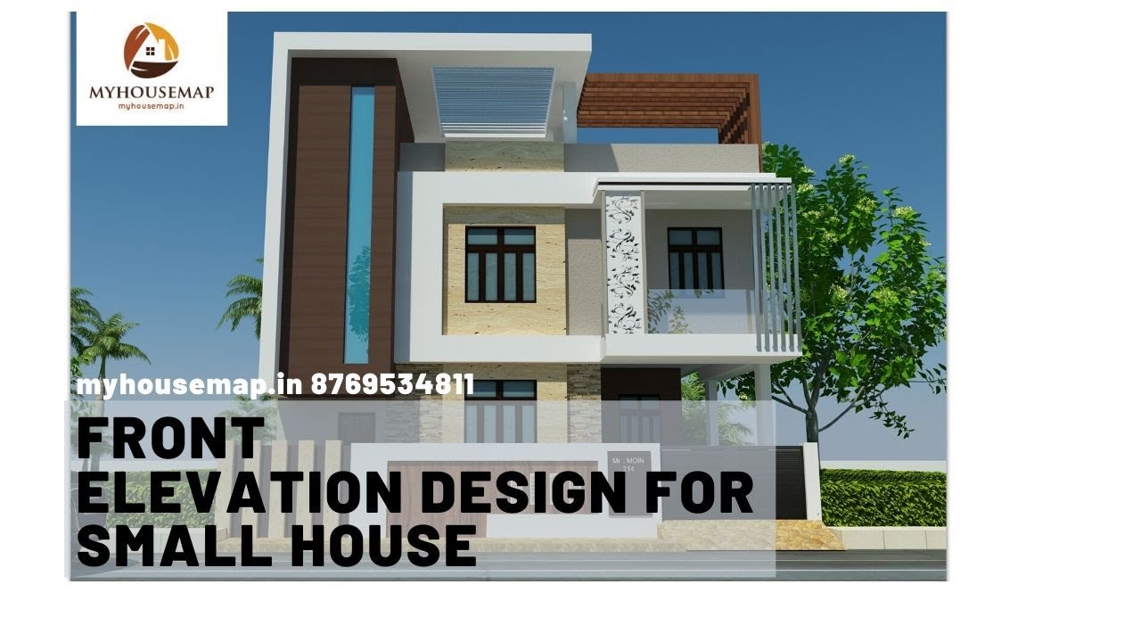 White brown and gray Front elevation design for small house with yellow ...