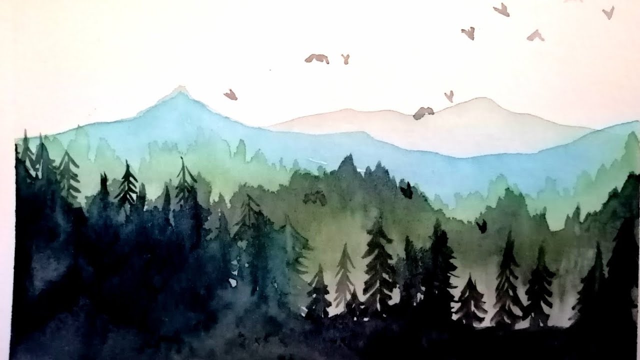 Paisaje perspectiva Atmosférica, técnica Acuarela. - YouTube