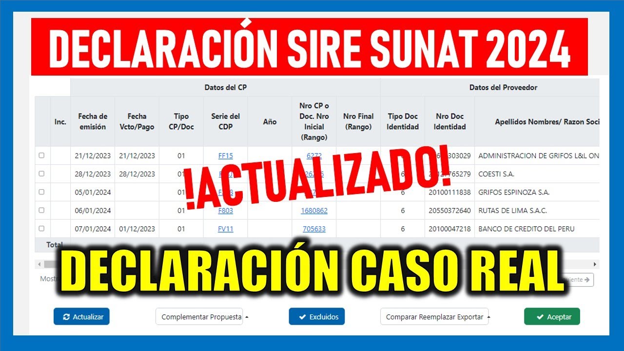 DECLARACIÓN SIRE SUNAT |CASO REAL: Registro de Compras y Ventas SIRE SUNAT - YouTube