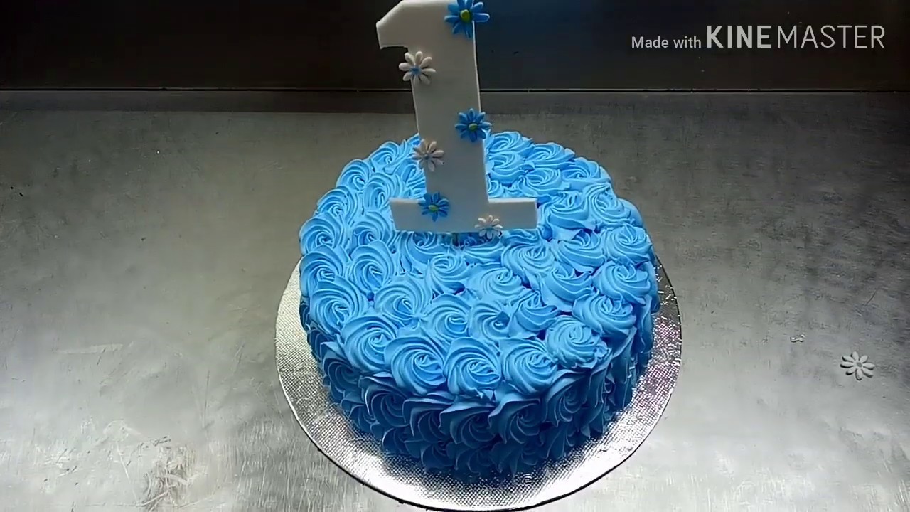 birthday cake in blue color frosting - YouTube