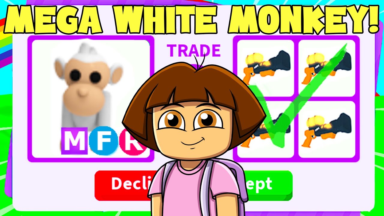 I traded a MEGA NEON WHITE MONKEY (adopt me) - YouTube