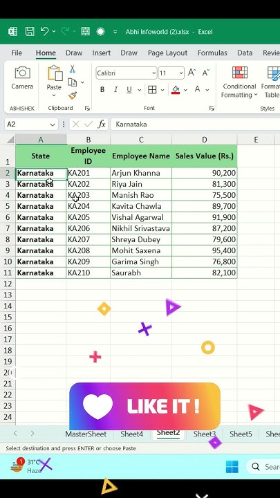 How to combine Data from Multiple Sheets In Excel with Clipboard #shortsfeed #exceltips #excel ...